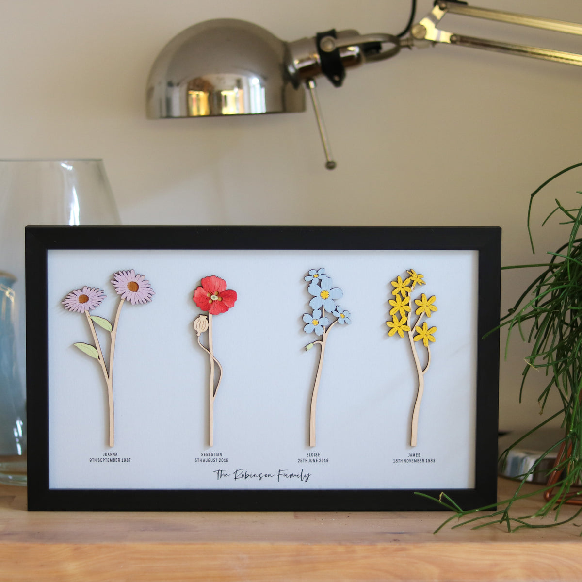 Framed Personalised Family Birth Flowers – Betsy & Els